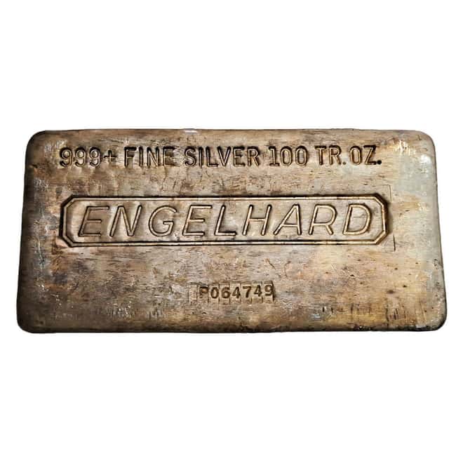 100 oz Engelhard Silver Bar 6th Series P Serial Prefix