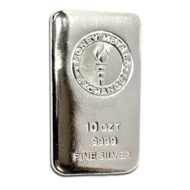10 oz Money Metals Exchange Cast Silver Bar .999 Fine