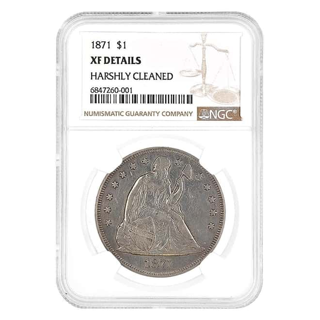 1871 Seated Liberty Silver Dollar $1 Coin NGC XF Details