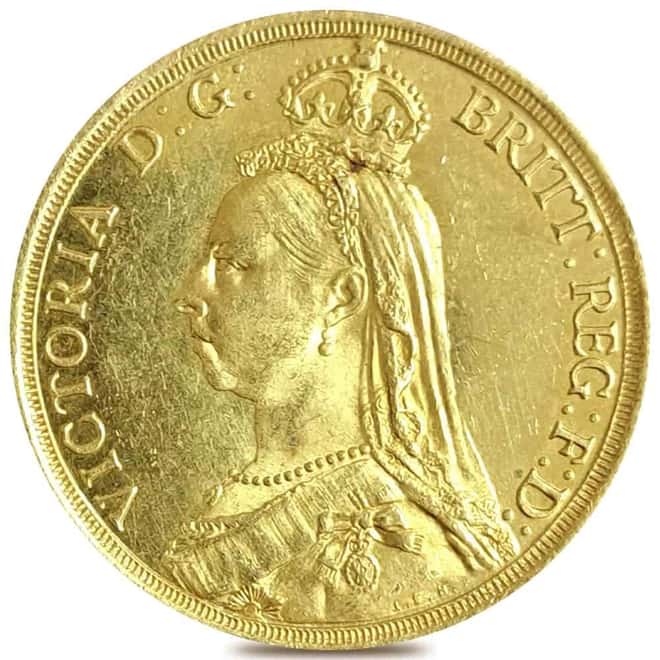1887 British Gold Double Sovereign Victoria Jubilee Head