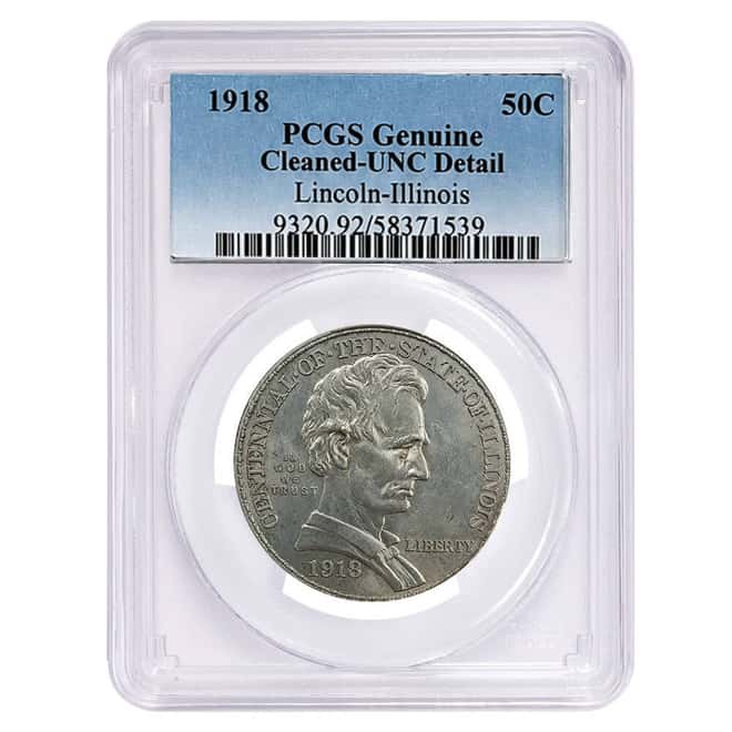 Lincoln-Illinois Silver Half Dollar Coin PCGS UNC Detail