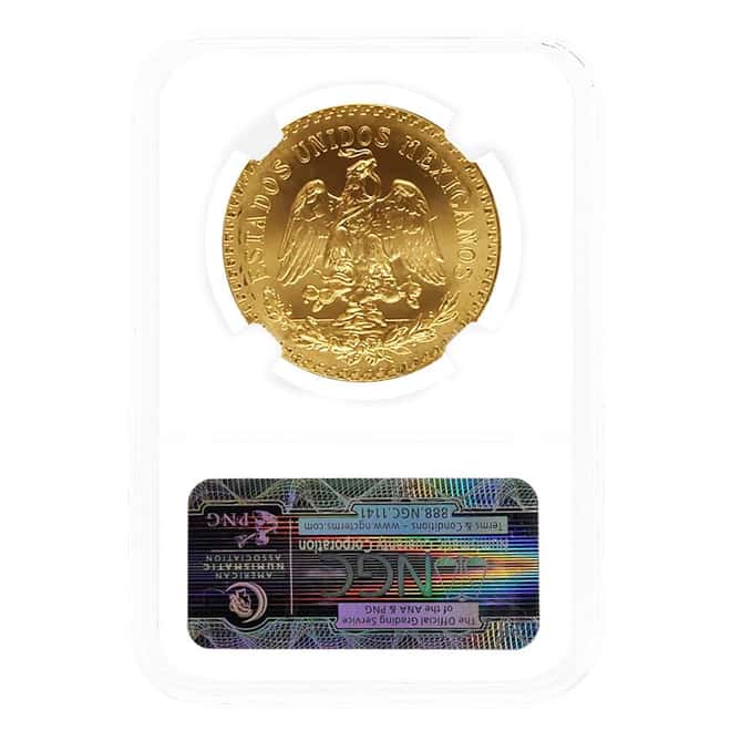1947 Mexico 50 Pesos Gold Coin Restrike NGC MS 66