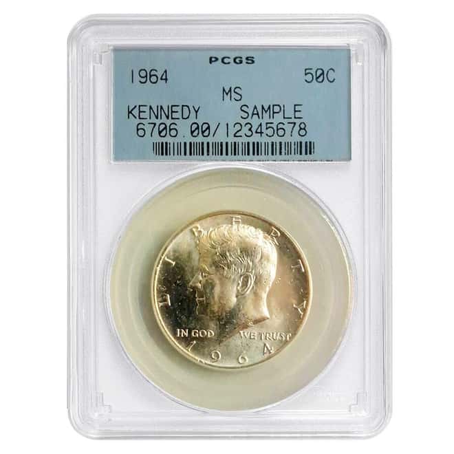 1964 Kennedy Silver Half Dollar 50C Sample Slab PCGS MS