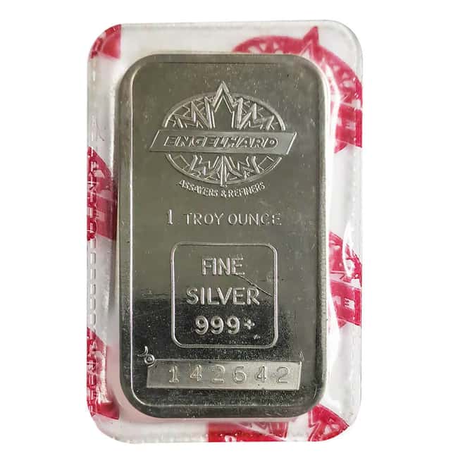 1981 1 oz Engelhard Maple Leaf Silver Bar (Variety C)