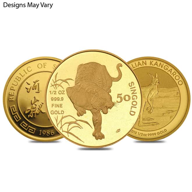 1/2 oz Gold Coin Random Mint .999+ Fine BU/PF Secondary