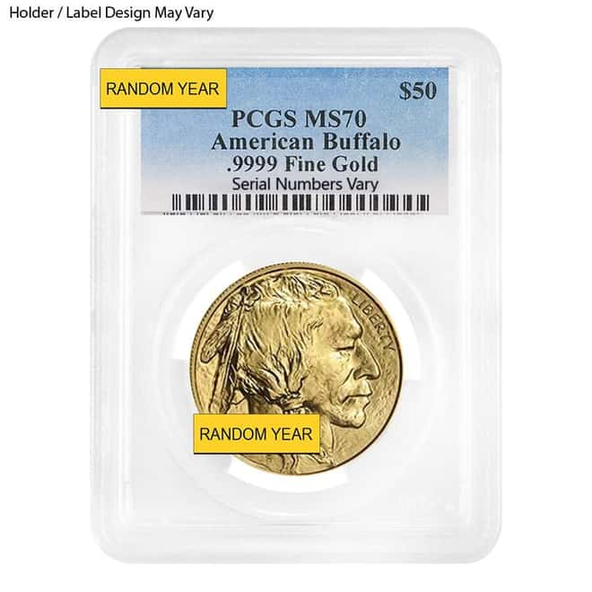 1 oz $50 Gold American Buffalo PCGS MS 70 (Random Year)