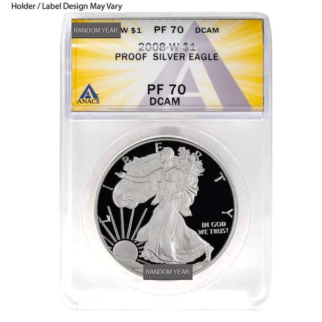 1 oz Proof Silver American Eagle ANACS PF 70 (Random Year)