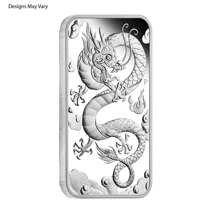1 oz Proof Silver Dragon Rectangular Coin Bar (Random Year)