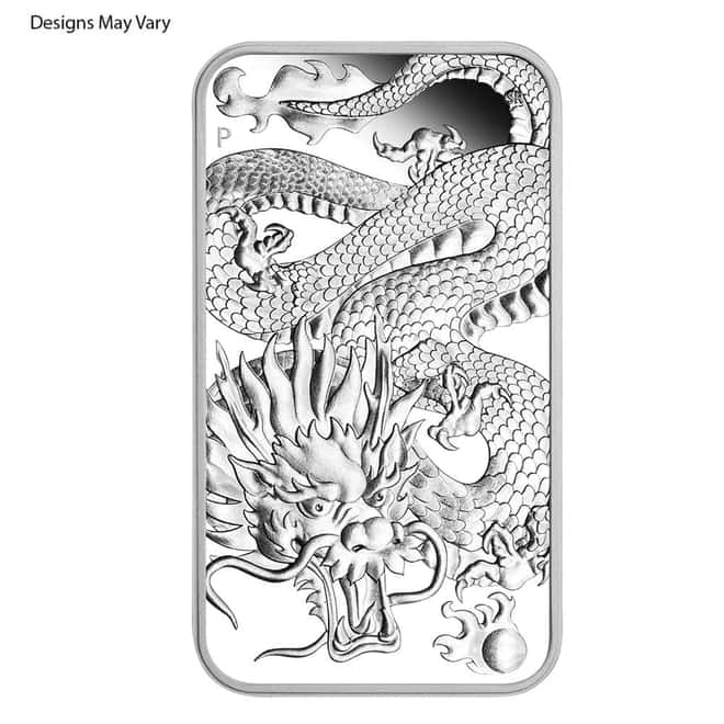 1 oz Proof Silver Dragon Rectangular Coin Bar (Random Year)