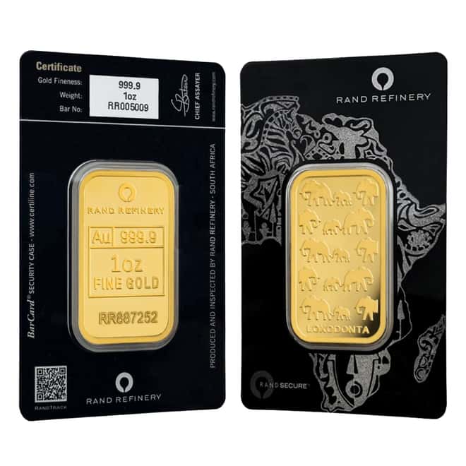 1 oz Rand Refinery Gold Bar .9999 Fine (Africa Assay)