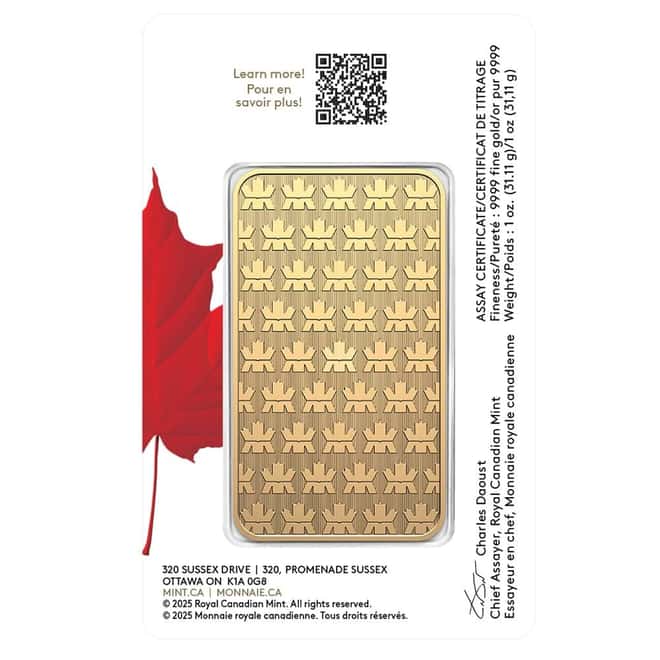 1 oz Royal Canadian Mint RCM Gold Bar (Proudly Canadian Assay)