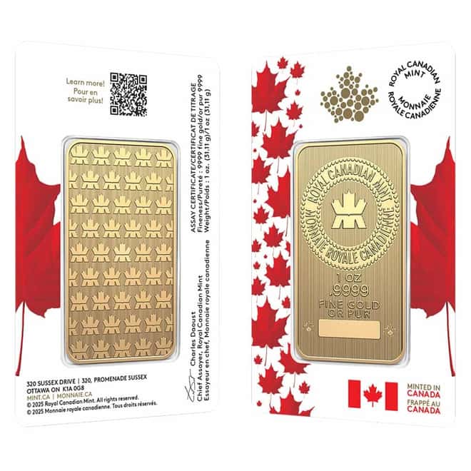 1 oz Royal Canadian Mint RCM Gold Bar (Proudly Canadian Assay)