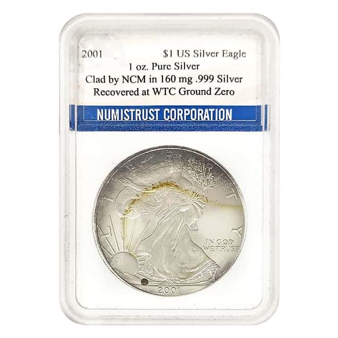2001 1 oz Silver American Eagle NTC Clad by NCM WTC Ground Zero