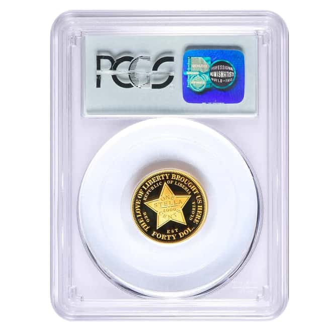 2002 1/4 oz Liberia Coiled Hair Stella Gold Coin PCGS PF 69