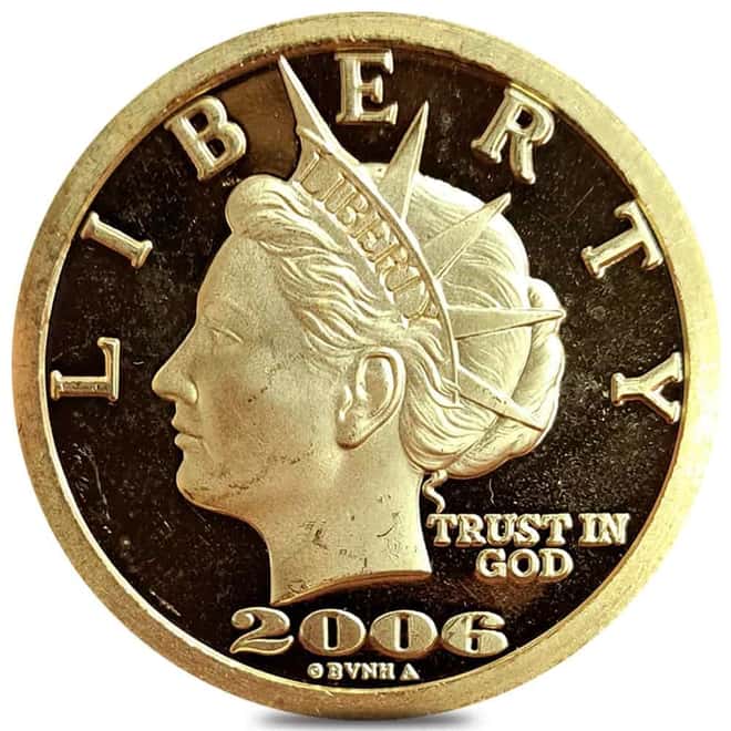 2006 1 oz $1000 NORFED Liberty Dollar Gold Round .9999 Fine