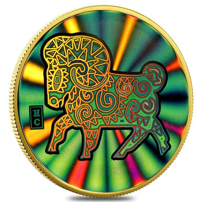 2003 Canada Lunar Sheep Holographic Gold Coin (in Cap)
