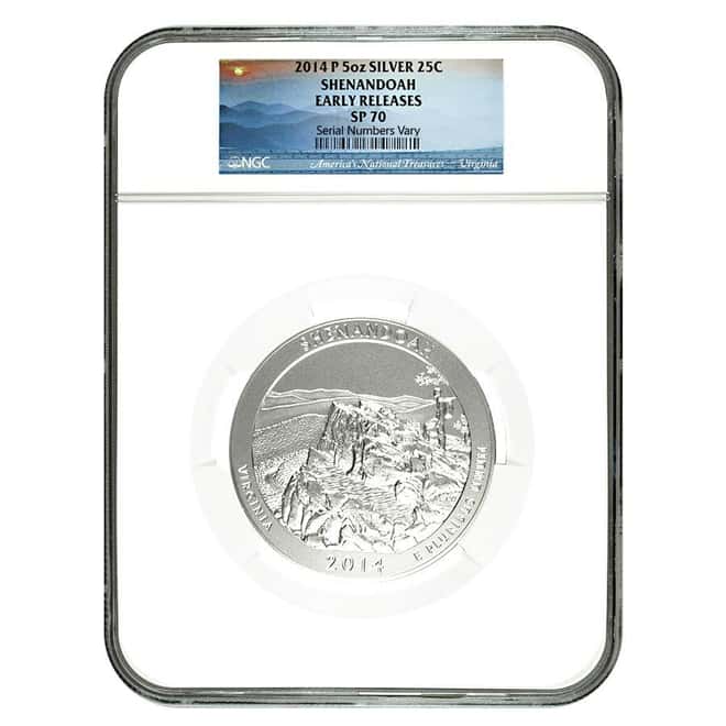 2014P 5 oz Silver America the Beautiful ATB Shenandoah NGC SP 70