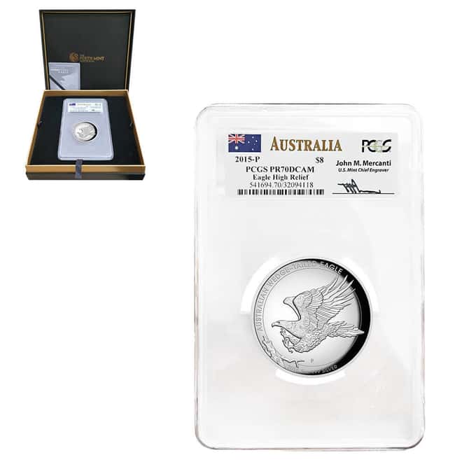 2015 5 oz Silver Wedge-Tailed Eagle Perth Mint PCGS PF 70