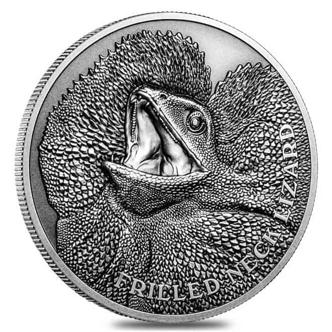 2020 1 oz Silver Frilled Neck Lizard Coin | Bullion Exchanges