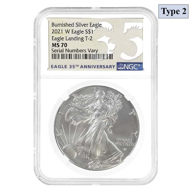 2021 1 oz Burnished Silver Eagle T 2 NGC MS 70|Bullion Exchanges