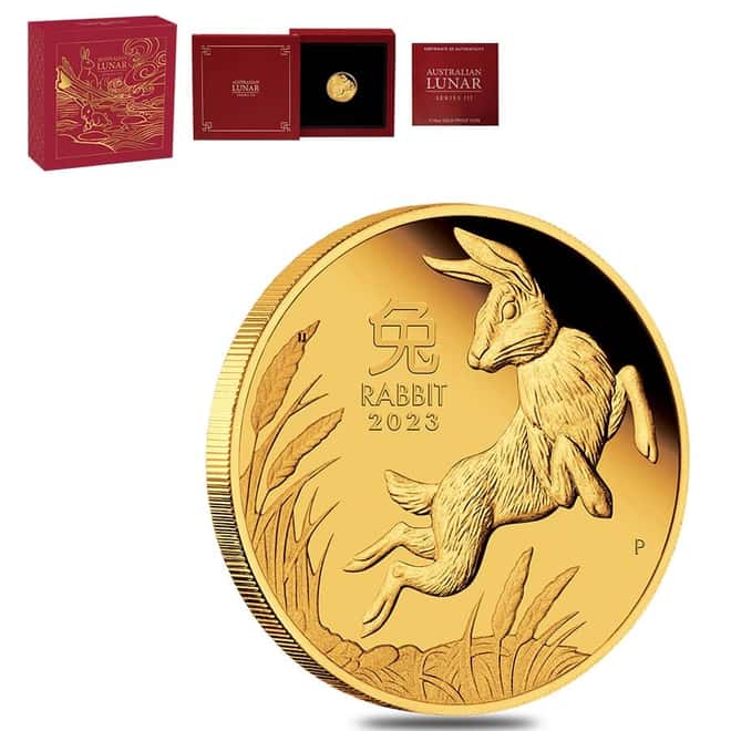 2023 1/10 oz Proof Gold Lunar Rabbit Perth | Bullion Exchanges