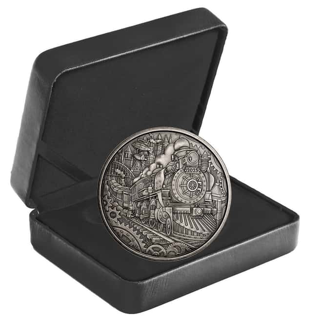 2025 3 oz Whimsical Tale Steam Locomotive Antiqued Silver
