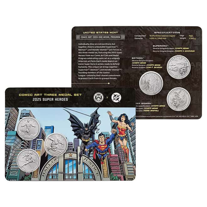2025 US Mint DC Comics Super Heroes 3-Medal Set