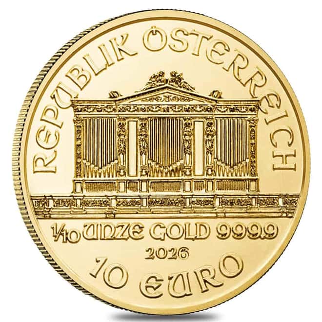 Tube of 20 - 2026 1/10 oz Austrian Gold Philharmonic Coin BU
