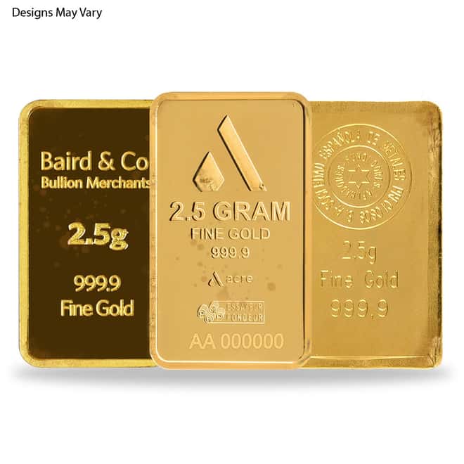 2.5 Gram Generic Gold Bar .999+ Fine (Secondary Market)