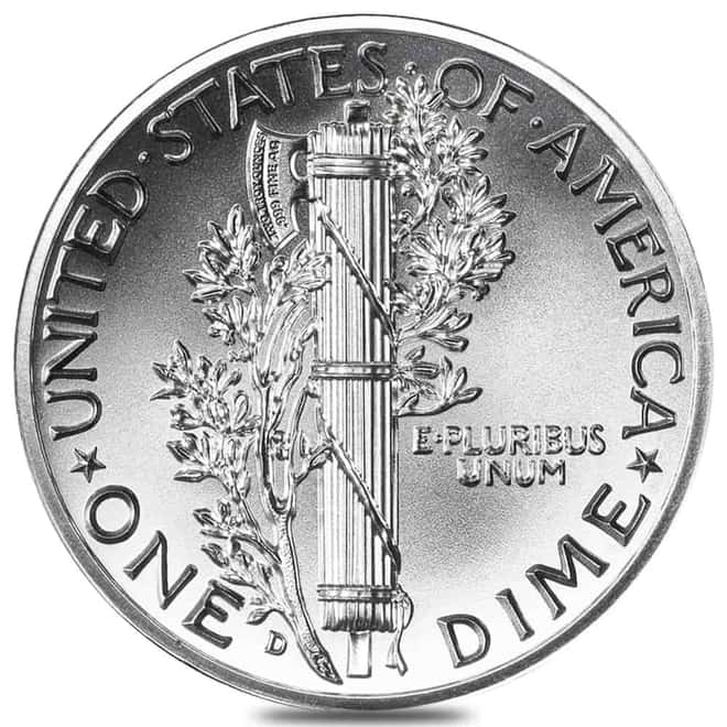 2 oz Mercury Dime Design High Relief Silver Round .999 Fine
