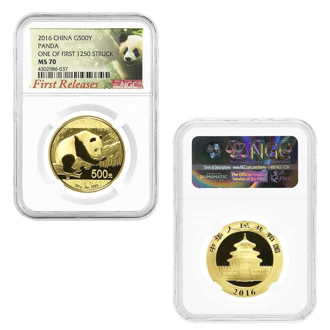 2016 1.83 oz Gold Panda 5-Coin Set NGC MS 70 | Bullion Exchanges