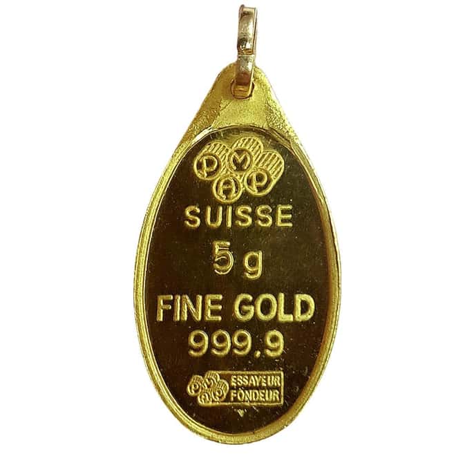 5 Gram PAMP Suisse Gold Lady Fortuna Oval Pendant .9999 Fine