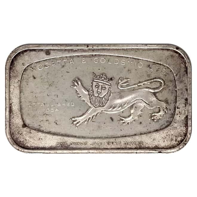 1 oz Mocatta Goldsmid Chartered Silver Bar|Bullion Exchanges