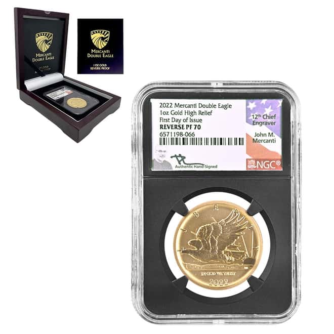 2022 1 oz Gold Mercanti High Relief Double Eagle NGC RP 70 FD