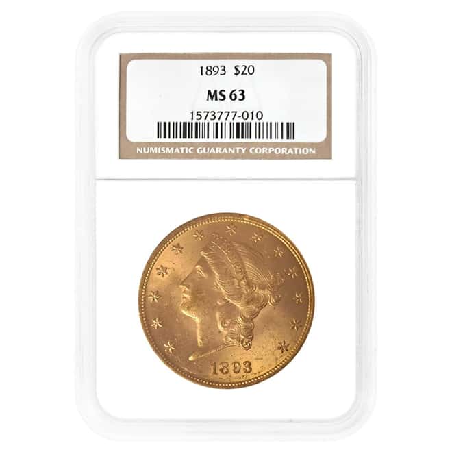 1893 $20 Liberty Head Double Eagle Gold Coin NGC MS 63