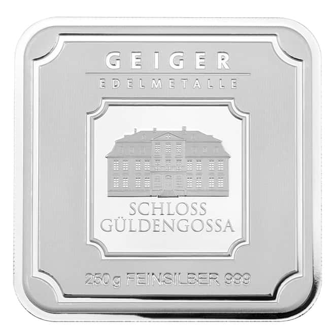 250 gram Geiger Original Square Silver Bar .999 Fine (In Assay)