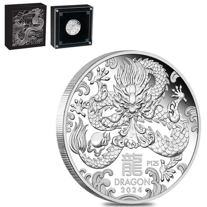 2024 1/2 oz Proof Silver Lunar Dragon Australian Perth Mint