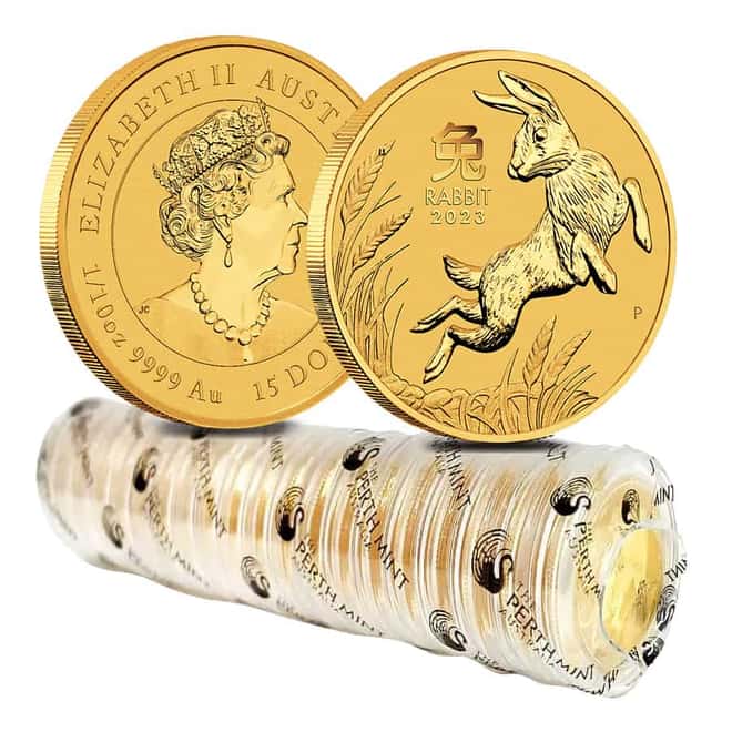 Lot of 20 2023 1/10 oz Gold Lunar Year of The Rabbit BU Perth