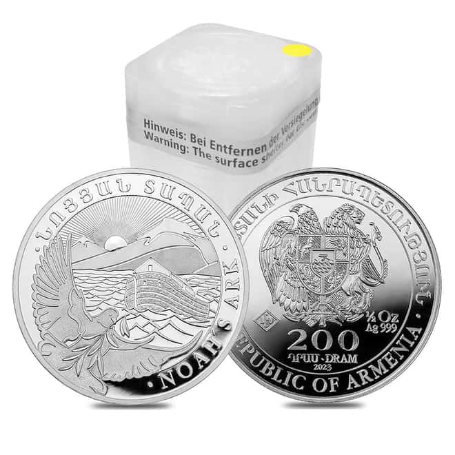 Tube of 20 2023 Armenia 1/2 oz Noah's Ark Silver Coin 200 Dram