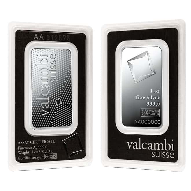 1 oz Valcambi Silver Bar .999 Fine (In Assay) in Stock