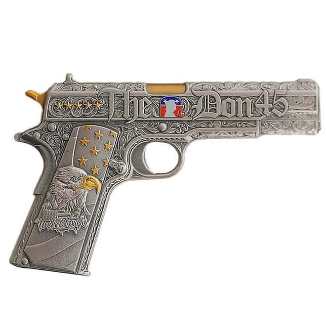 1 oz Silver Gun Shaped Don .45 Caliber Pistol Antiqued