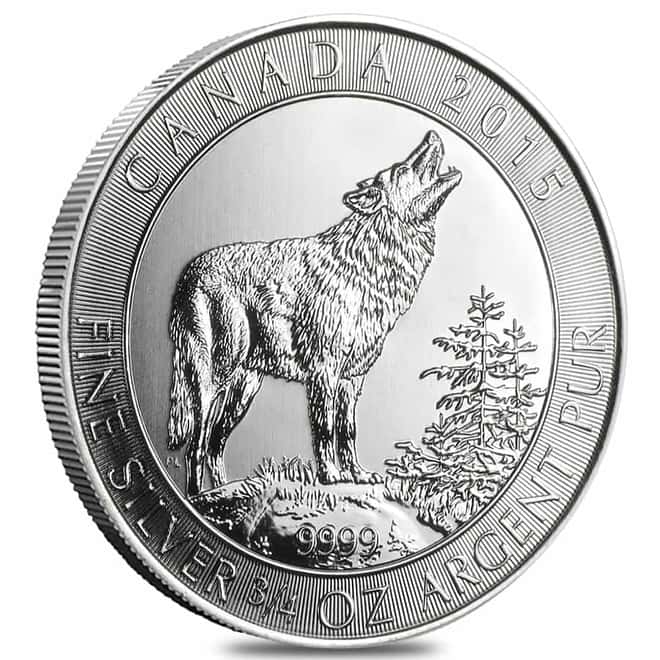 Tube of 30 - 2015 Canada 3/4 oz Grey Wolf Silver Coin .9999 BU