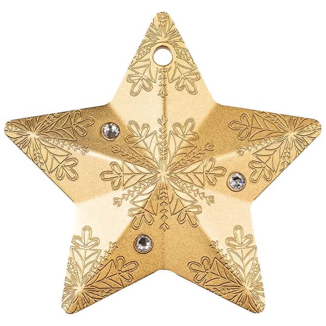 2023 Cook Islands 1 oz Gilded Silver Star Ornament Coin
