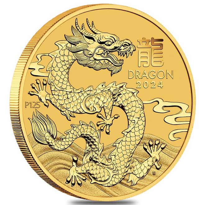 2024 1/4 oz Gold Lunar Dragon BU Australia Perth Mint