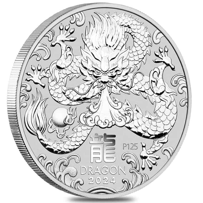 2024 2 oz Silver Lunar Dragon BU Australian Perth Mint