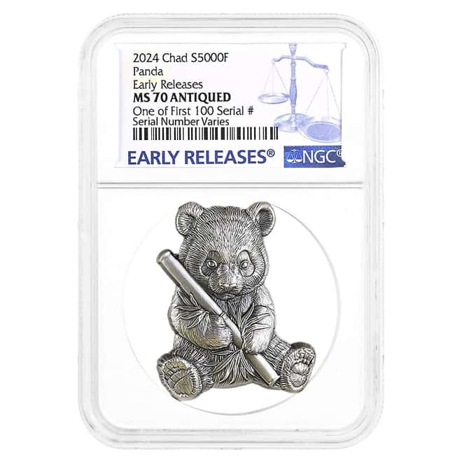 2024 Chad 1 oz Silver Panda Coin NGC MS 70 ER One of First 100