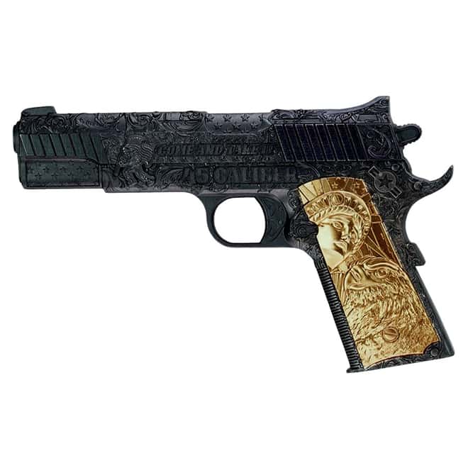2024 Chad 2 oz Silver .45 Caliber Handgun Black & Gold Shaped