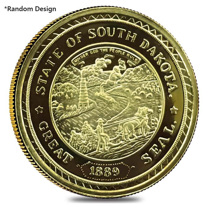 1 oz Gold South Dakota Bison Round .999 Fine In Cap