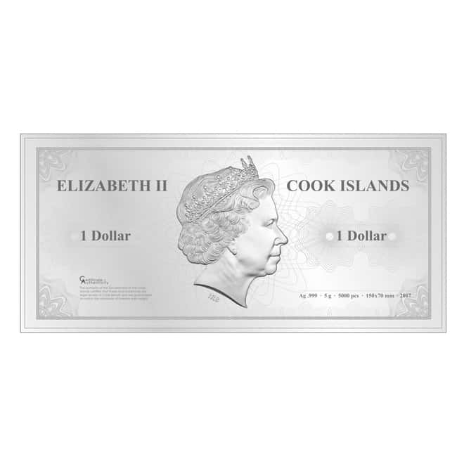 2017 5 Gram Cook Islands Skyline Foil Note Sydney