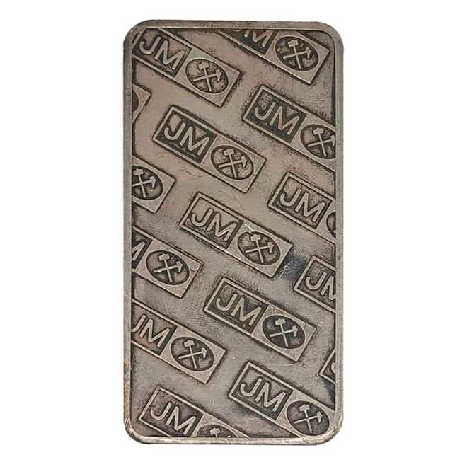 10 oz Johnson Matthey Silver Bar (3 Full Logos Reverse)